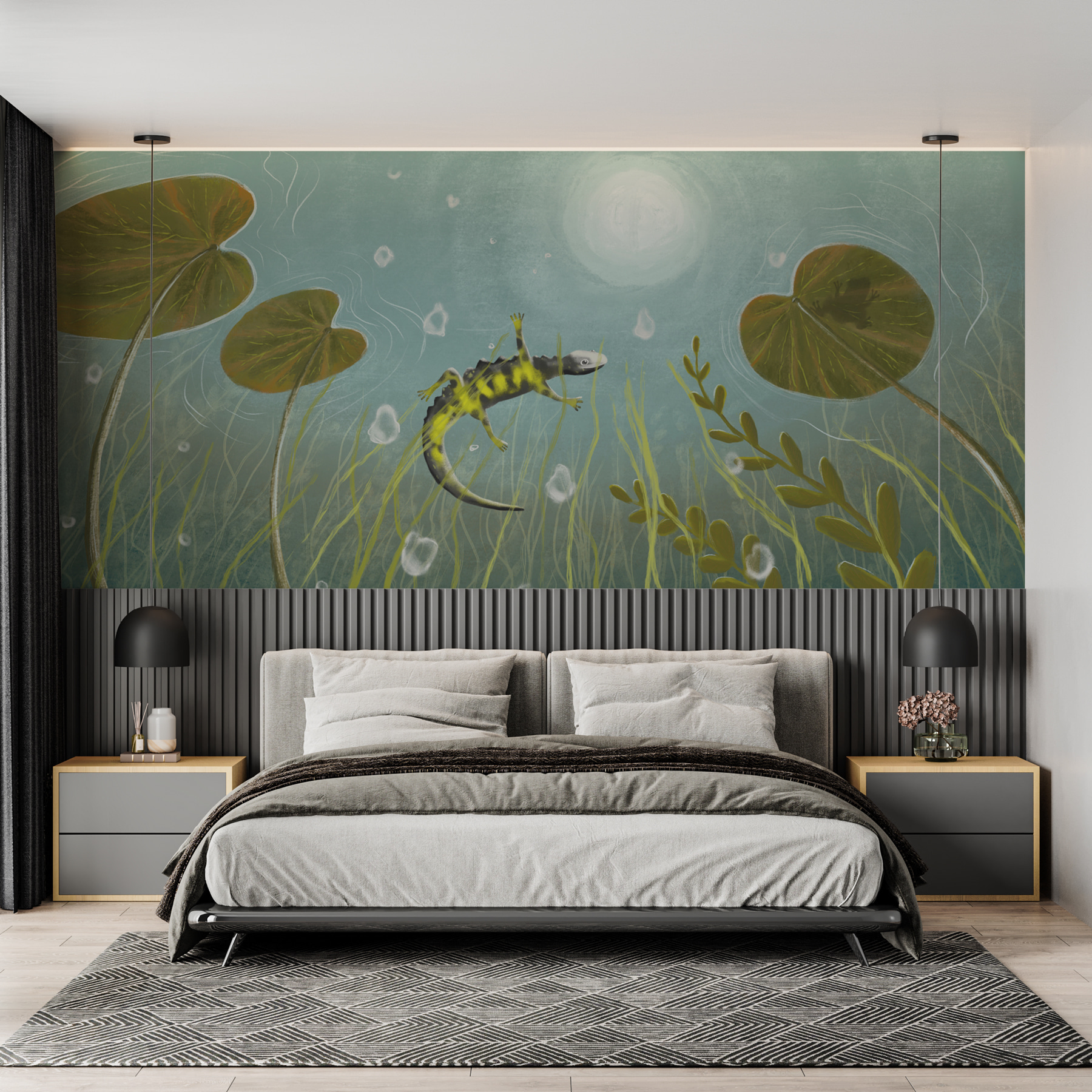 Wall murals A lizard swimming in water : w00237 - Tapeko.us