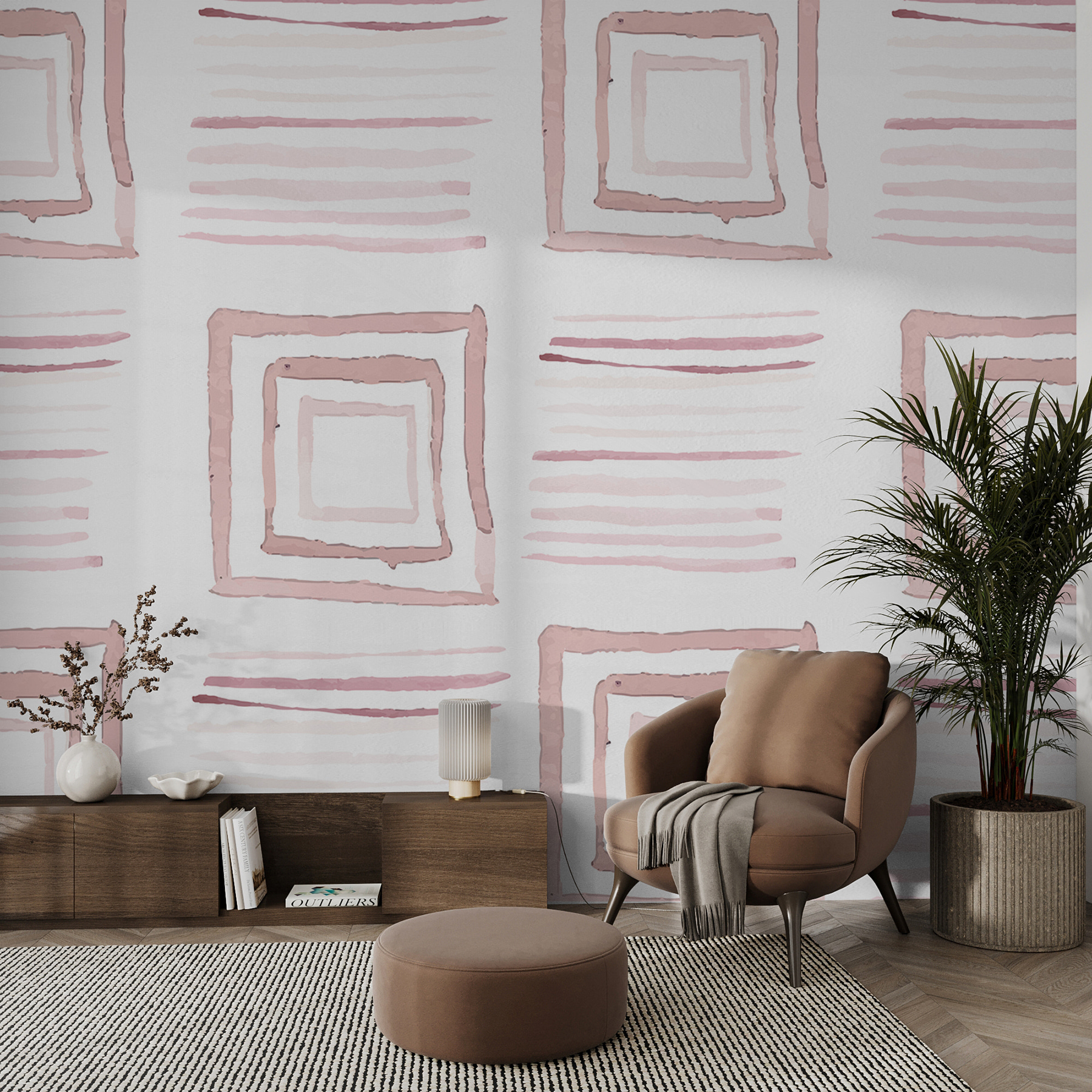 Wall murals Pattern of squares and lines : w07996v3 - Tapeko.us