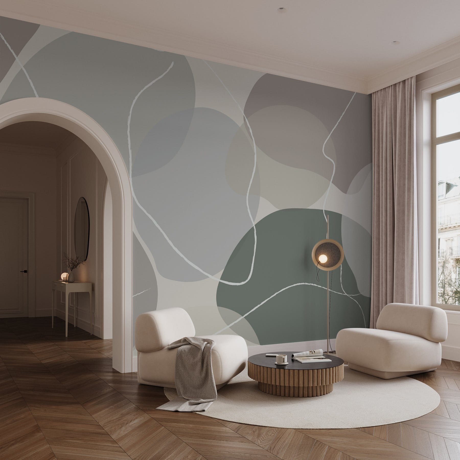 Wall murals Soft shapes in muted tones. : w03039v2 - Tapeko.us