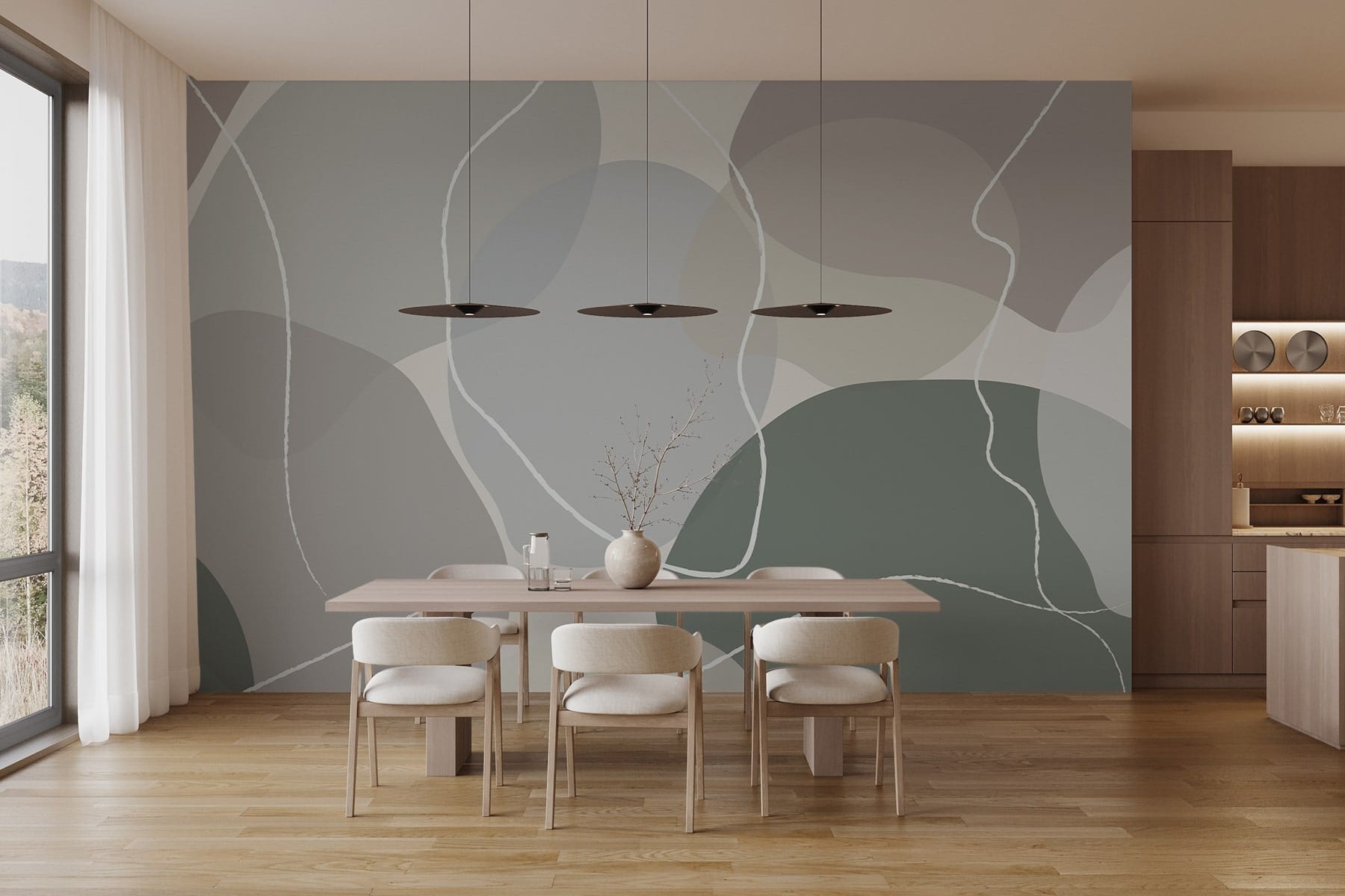 Wall murals Soft shapes in muted tones. : w03039v2 - Tapeko.us