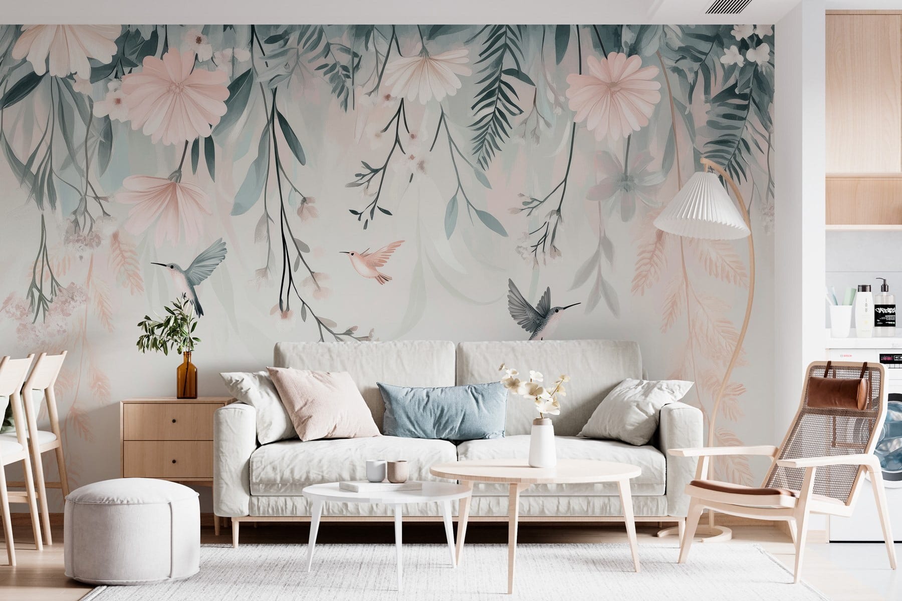 Wall murals Bird flying over flowers : w03012 - Tapeko.us