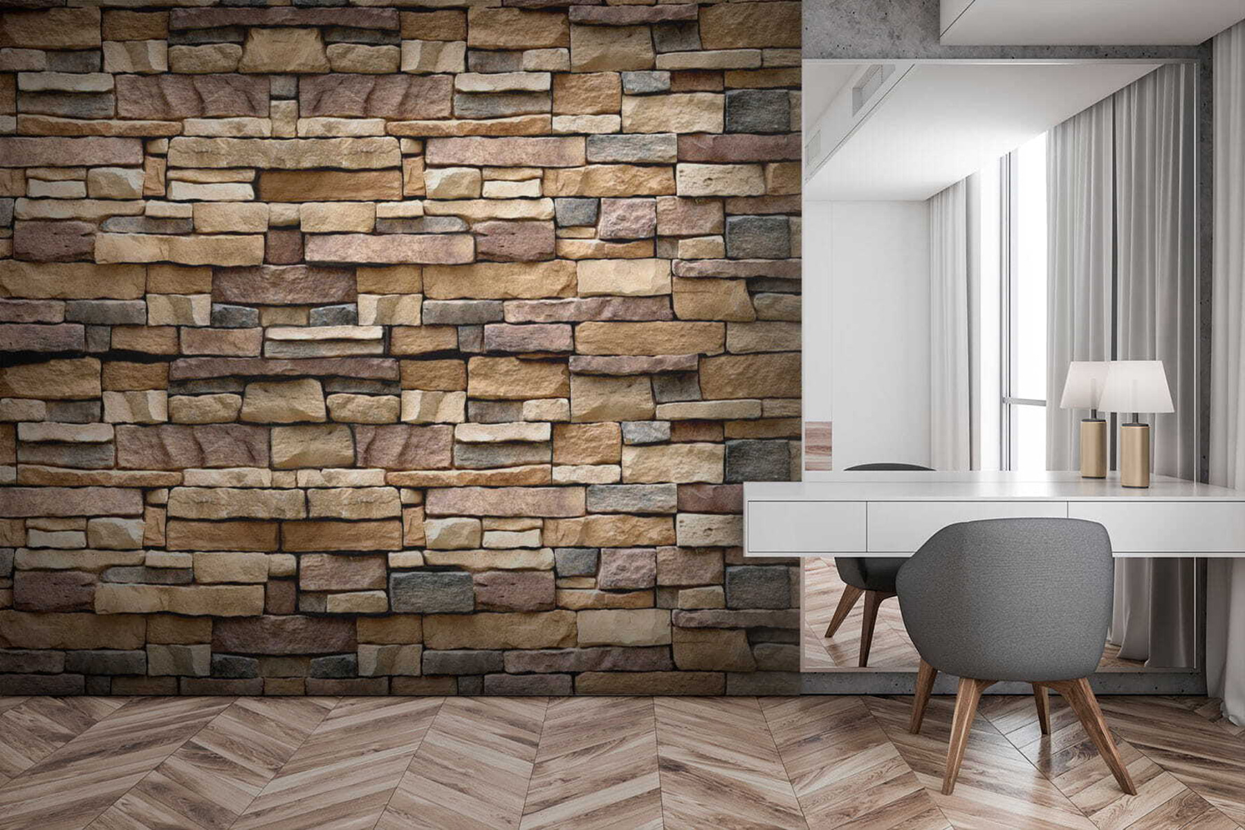 Wall murals Textured stone wall design in layers. : u52545 - Tapeko.us